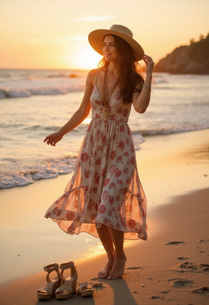 21-Stunning-Midi-Dress-Shoe-Combos-That-Are-Perfect-for-Your-Summer-Adventures-3.-Boho-Chic ...